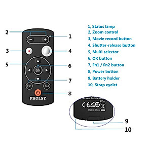 PHOLSY ML-L7 Bluetooth Camera Remote Wireless Shutter Release Control Compatible with Nikon Z30, Z6 II, Z7 II, Z fc, Z50, COOLPIX B600, A1000, P1000, P950