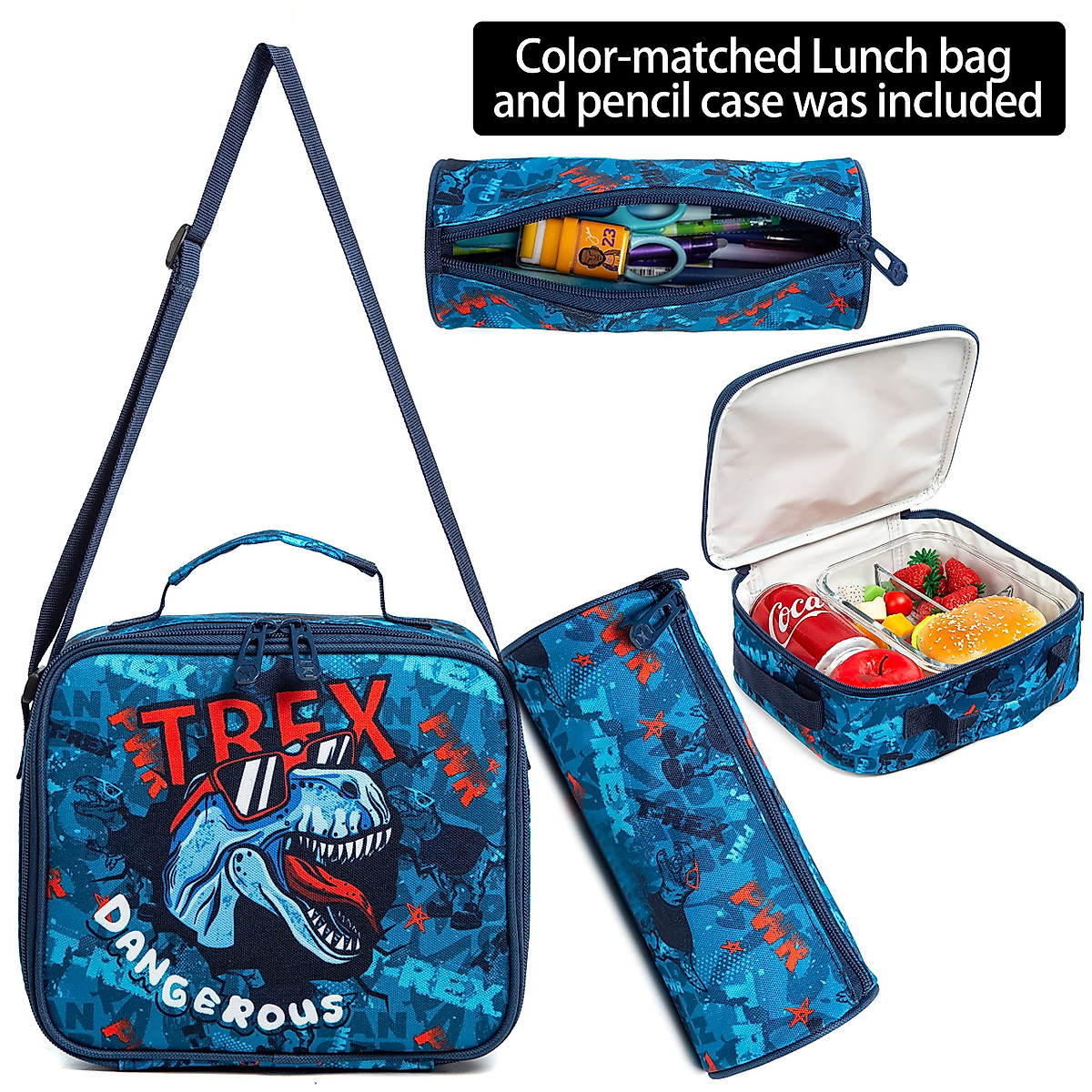 Jasminestar Rolling Backpack for Girls 18inch with Lunch Bag and Pencil Case, Lightweight School Bookbags for Boys and Girls