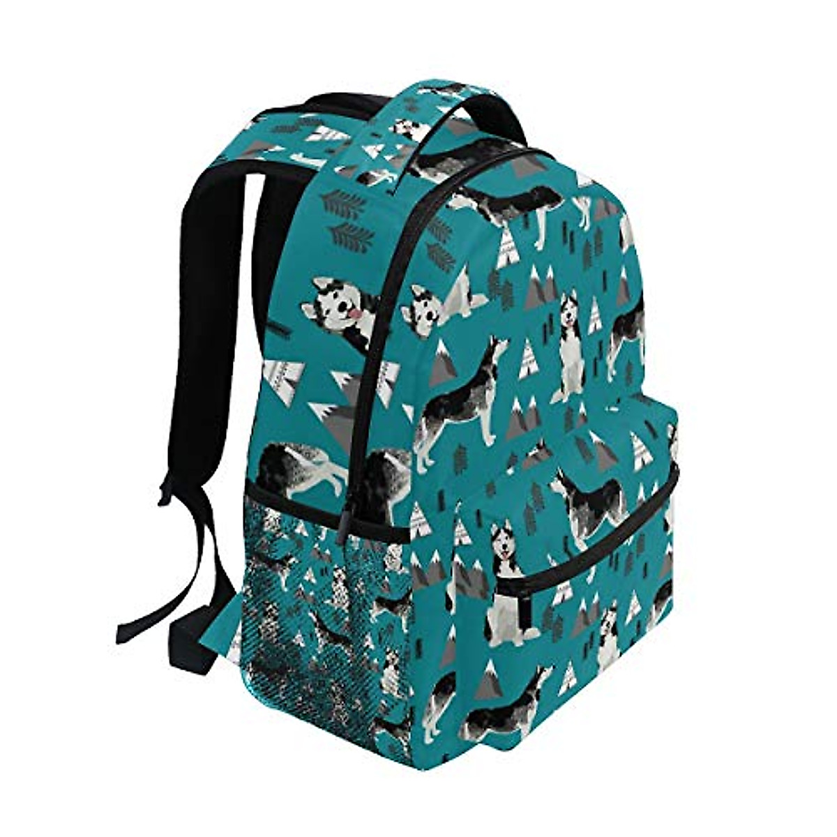 Backpack for Adult Kids Stylish Husky Siberian Dog Turquoise Backpack Lightweight School College Travel Bags Halloween Christmas Gifts