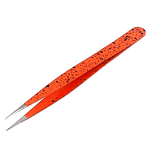 DDP Tweezers for Ingrown Hair - Stainless Steel Precision Sharp Tweezers for Splinters, Ticks and Glass Removal - Best for Eyebrow Hair, Facial Hair Removal - Steel Pointy (Orange & Black)