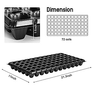 BEWAVE 15 Pack Seed Starter Tray 72 Cell Thick Gardening Germination Trays with Drain Holes Reusable Plant Grow Plug Trays Mini Propagator for Seeds Growing