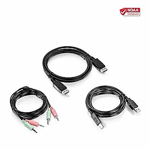 TRENDnet 6 ft. Display Port, USB, and Audio KVM Cable Kit, Compatible w/ TK-240DP KVM Switch, DisplayPort 1.2, USB Mouse/Keyboard, 3.5mm Audio Connections, TK-CP06