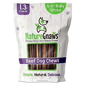 Nature Gnaws Bully Sticks for Dogs (1.3Lb)- Premium Natural Beef Dental Bones - Long Lasting Dog Chew Treats for Aggressive Chewers - Rawhide Free