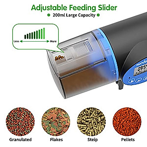 Noodoky USB Charging Automatic Fish Feeder, Auto Fish Food Feeder Timer Dispenser for Aquarium or Small Fish Turtle Tank, Auto Feeding on Vacation or Holidays