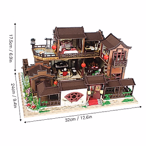 DIY Miniature Furniture Kit, Wooden Handmade Mini Ancient Town Model Building Home Craft Collection Kit, Christmas Birthday Teenagers Boys Girls Adults
