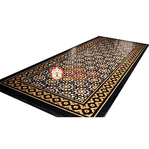 Black Marble 4'x2' Dining Hallway Table Top Stunning Inlay Garden Decor
