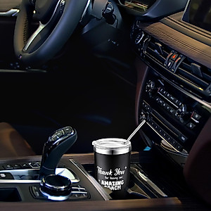 Hoemwarm 4 Pcs Coach Gifts Thank You Appreciation Tumbler Stainless Steel with Straws and Thank You Coach Gifts Keychain for Men Women Baseball Soccer Basketball Volleyball Appreciation Coach Gifts