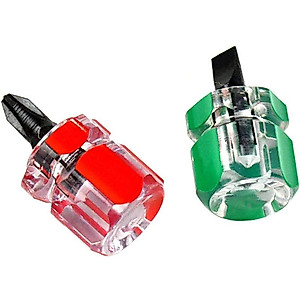 2 Pcs Red and Green Screwdriver Set Mini Stubby Slotted Screwdriver Set Adorable Quality and Practical Deft Design Screwdrivers and Nut Drivers