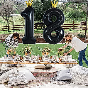 TONIFUL Crown Black 40 Inch Large Number Balloons 0-9, Crown Foil Mylar Big Digital Balloon Number 8 Digit Eight for Birthday Party Wedding Bridal Shower Engagement Photo Shoot Anniversary (Black 8)