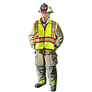 OccuNomix mens Fire safety vests, Yellow/Red, Medium-Large US