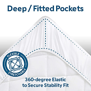 Guardmax Waterproof Quilted Fitted Mattress Pad | Hypoallergenic Cover | Breathable, Noiseless Barrier | Queen (60 x 80 x 15)