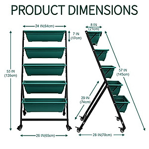EDOSTORY 4.5 FT Height Vertical Garden Planter Removable Pale Green Raised Bed Box with 5 Container Boxes,Digging Claw Gloves,Trowel,Purning Shears for Outdoor Vegetables Flowers