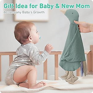 Knirose Organic Cotton Goose Loveys Soft Breathable Newborn Security Blanket with Tags, for Baby Boy Girl, Neutral Muslin Fabric for Comfortable Sleep & Play, Ideal for Newborns, Toddlers