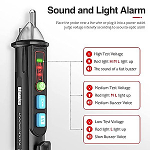 2 PCS AC Non-Contact Voltage Tester Pen, Christmas Light Bulb Tester Tool with Sound & Light Alarm, Electric Tester Pen with Flashligh, Live Wire Detector 12/48V~1000V, Urwise VD11-Upgrade