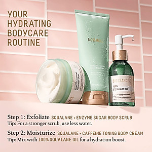 Biossance Squalane + Enzyme Sugar Body Scrub. A Powerful Yet Gentle Exfoliator with Pomegranate Enzymes to Smooth, Soften and Hydrate without Stripping Skin (6.76 fl oz)