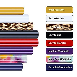 HTV Heat Transfer Vinyl Bundle (8 Packs) - 6 Packs 12" x3.3FT and 2 Packs 9.8" x 3.3FT HTV Vinyl Rolls for T-Shirt, Halloween Vinyl for T-Shirts Fabric DIY Craft