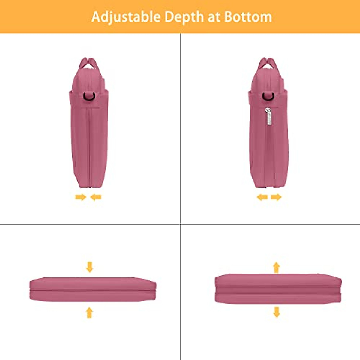 MOSISO Laptop Shoulder Messenger Bag Compatible with MacBook Air 15 inch M2 A2941/Pro 16 inch M3 A2991 M2 A2780 M1 A2485 A2141,15-15.6 inch Notebook with Adjustable Depth at Bottom, Dusty Rose