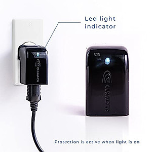 Clamper Single Outlet Surge Protector Right Angle & Space Saving, 1800 Joules, 1875W, for TV, PC, Xbox, PS5, Refrigerators and Other Appliances (Wall Surge Protector),1-Pack in Black