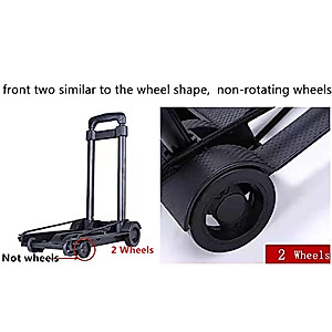 Minisize Folding Luggage Cart with 2 Wheels Lightweight Plastic Luggage Trolley Office Hand Truck for Shopping Travel Camping and School Use Trolley,L12.6 x W9 inch.Maximum Load 66Lbs