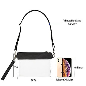 Clear Crossbody Purse Bag, Stadium Approved Gym Clear Messenger HandBag with Removable Shoulder Strap for Women