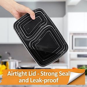 Eupako 55 Sets 32 oz Meal Prep Container Reusable - Plastic-Food-Storage-Containers-with-Lids, Disposable To Go Containers, Portion Control - Microwave, Dishwasher, Freezer Safe (2 Compartment)