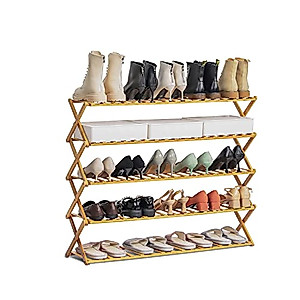 MoNiBloom Bamboo 5-Tier Wide Shoe Organizer Shelf, Stackable Shoes Shelf Storage Organize Installation-Free for Entryway, Hallway, Bedroom, Natural