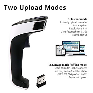 ScanAvenger Portable Wireless Bluetooth Barcode Scanner: 3-in-1 Hand Scanners - Cordless, Rechargeable 1D and 2D Scan Gun for Inventory Management - Wireless, Handheld, USB Bar Code/QR Code Reader