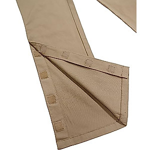 IZOD Boys' School Uniform Adaptive Chino Pants, Adjustable Waistband, Velcro Closure & Faux Buttons, Khaki, 14 Husky