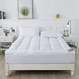 NALUKA Mattress Topper Full Size, Cooling Extra Thick Breathable Mattress Pad, 3D Bubble Soft Quilted Fabric Mattress Cover with 1200 GSM 3D Down Alternative Fill (8-21”Deep Pocket)