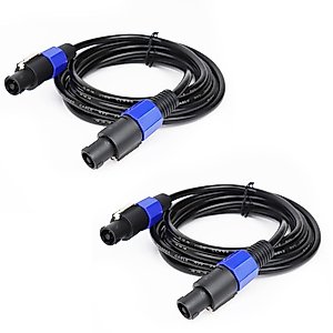 HBU 10 Feet Pack of 2 SpeakOn Cables - 2pcs DJ PA Speak-ON to Speakon Cable - Studio, Stage, Loudspeaker, Cabinet to Amplifier Audio Jack Wiring with Twist Lock