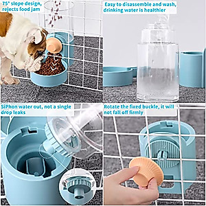 Kenond 40oz Hanging Automatic Pet Food Water Dispenser, Auto Gravity Pet Feeder and Waterer Set, Cage Cat Food Bowl Dog Feeding Station for Puppy and Kitten Rabbit Chinchilla Hedgehog Ferret …