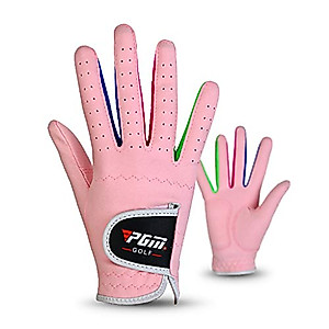 PGM Kids Youth Junior Toddler Boys Girls Golf Gloves Microfiber Synthetic Gloves for Left Hand Right Hand Golf Gloves Extra Value 1 Pair White Pink Age 2-10 (Pink, Medium (#15))