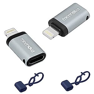 Meenovaa Lightning to USB C Adapter for iPhone 15/16 Pro Max Plus, S24, Type C Charging Support Data Not for Audio, AirPods Accessories Charger CarPlay (USB-C to Lightning Adapter, Grey, 2 Pack)