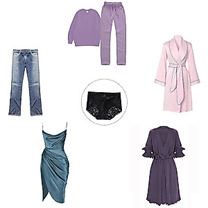 Cinvik Sexy Underwear for Women Plus Size Briefs Breathable Lace Panties Seamless High Waisted Cheekster Granny Panties 1XL