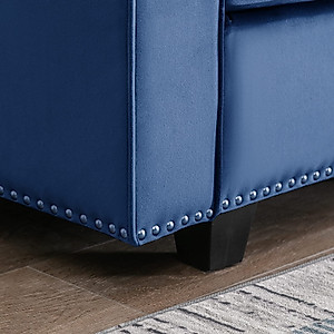 Horgaeo Reversible Sleeper Sectional Sofa, Modular U Shaped Couch with Storage Ottoman, Angle-Adjustable Armrest Velvet Fabric Sofa with Convertible Chaise for Living Room, Apartment, Studio (Blue)