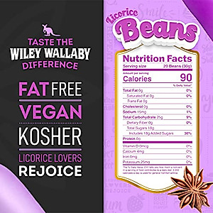 Wiley Wallaby 7.05 Ounce Classic Black Gourmet Australian Style Soft & Chewy Licorice Candy Bean, 1 Pack