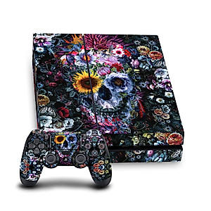 Head Case Designs Officially Licensed Riza Peker Skull Art Mix Vinyl Sticker Gaming Skin Decal Cover Compatible With Sony PlayStation 4 PS4 Console and DualShock 4 Controller Bundle