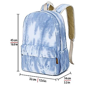 Canvas School Bag Backpack Girls or boy, Ranibow Style Unisex Fashionable Canvas Zip Backpack School College Laptop Bag for Teens Girls Students Casual Lightweight Travel Daypack Outdoor(Blue)