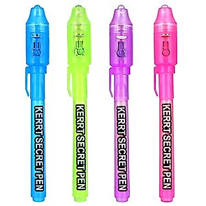 KERRT Invisible Ink Pen with UV Light Secret Message Pen Spy Pens Magic Invisible Markers Cute Pens