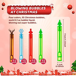 60 Pack Christmas Bubble Wands, Mini Bubble Toys for Christmas Party Favors, Novelty Supplies, Christmas Toys for Girls Boys Kids Classroom Rewards Sock Fillers Gifts