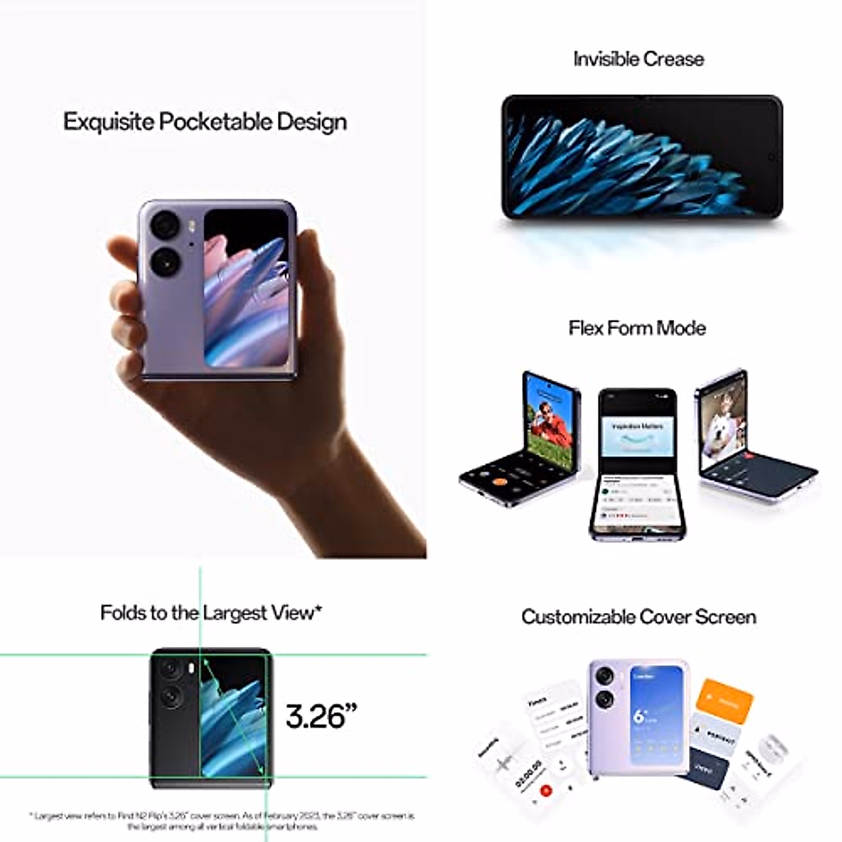 OPPO Find N2 Flip Dual-SIM 256GB ROM + 8GB RAM (GSM only | No CDMA) Factory Unlocked 5G Smartphone (Astral Black) - International Version