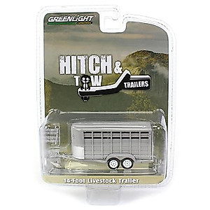 14-Foot Livestock Trailer Gray Hitch & Tow Trailers Series 1/64 Diecast Model by Greenlight 30424