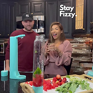 Fizzpod Home Soda Maker Sparkling Water Carbonator With 3 Bottles and 2 Bottle Brushes (Aruba Blue)