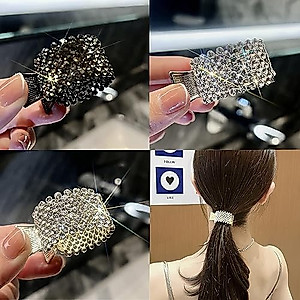 3 Pack Small Hair Clips for High Ponytail, Nonslip Metal Rhinestone Hairclips, Ponytail Holder, High Ponytail Claw Clip, Decorative Hairpins, Hair Accessories for Women and Girls