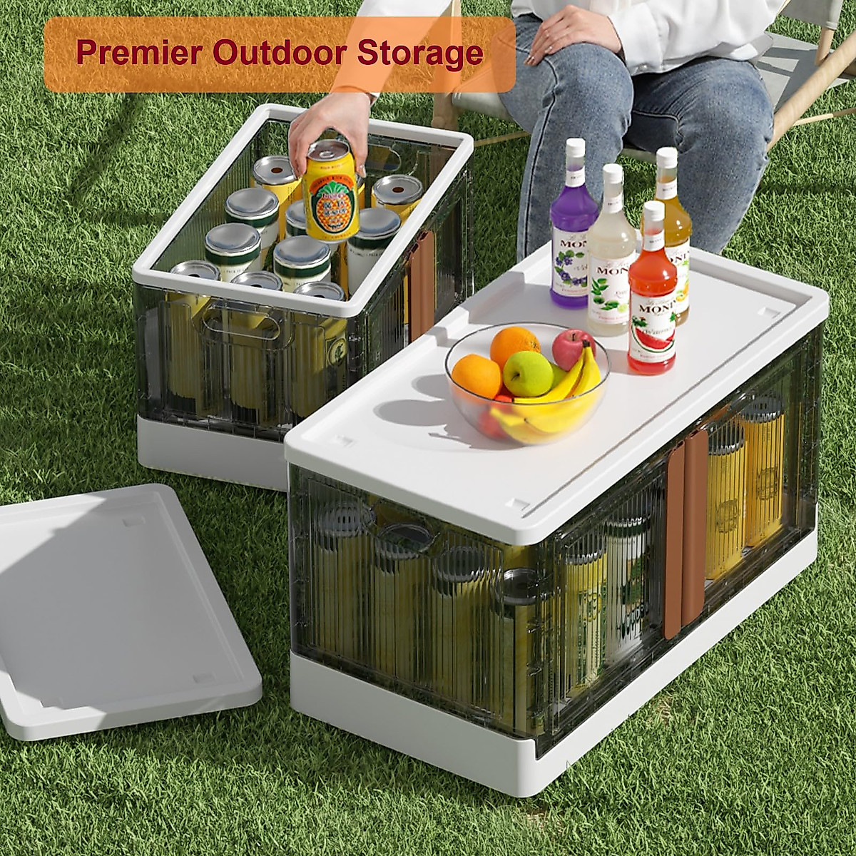 GAOPHDER Plastic Storage Bins with Lids 3-Tier Collapsible Clear Storage Bins with Wheels Stackable Closet Organizers Foldable Box Storage Containers for Home Office Trunk Outdoor (41QT, 3 Packs)