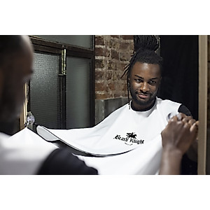 Beard Apron, Hair Clippings Catcher with Bag, Grooming Cape Apron, Beard Catcher for Shaving Trimming, Non-Stick Beard Cape- White