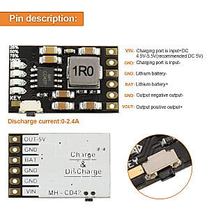 Beffkkip 4pcs 2A 5V Charge Discharge Integrated Module 3.7V/4.2V PCB Board Module for 18650 Lithium Battery Charging Boosting Mobile Power Board