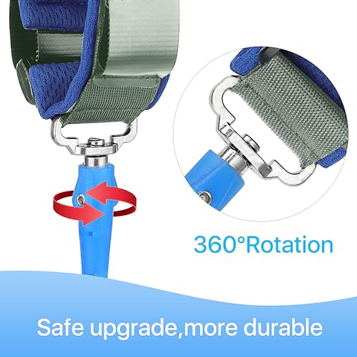 Roeoi Anti Lost Wrist Link Safety Wrist Link with Key Lock for Toddlers, Babies & Kids, Safety Harnesses & Leashes (Blue / 1.5m)