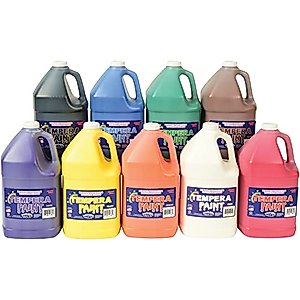 Constructive Playthings Washable Tempera Paint Set for Kids, Classroom Painting Supplies, One Gallon, Multicolor, Pack of 9
