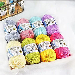 2 Set 1 Roll 5-Strand Wool Yarn Soft Warm DIY Beginner Needlework Hand Knitting Crochet Yarn Ball for Sewing Shop Crochet Yarn